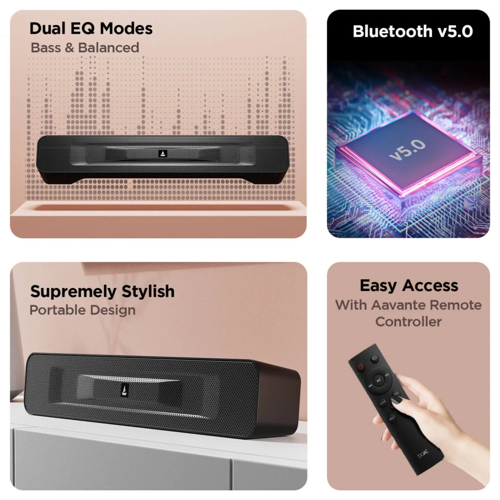 Aavante Bar 503 | Soundbar with 10W RMS soundbar, Dual EQ Modes and ...